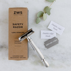 Zero Waste Safety Razor - Sustainable Razor - Single Blade, 10 Free Bl ...